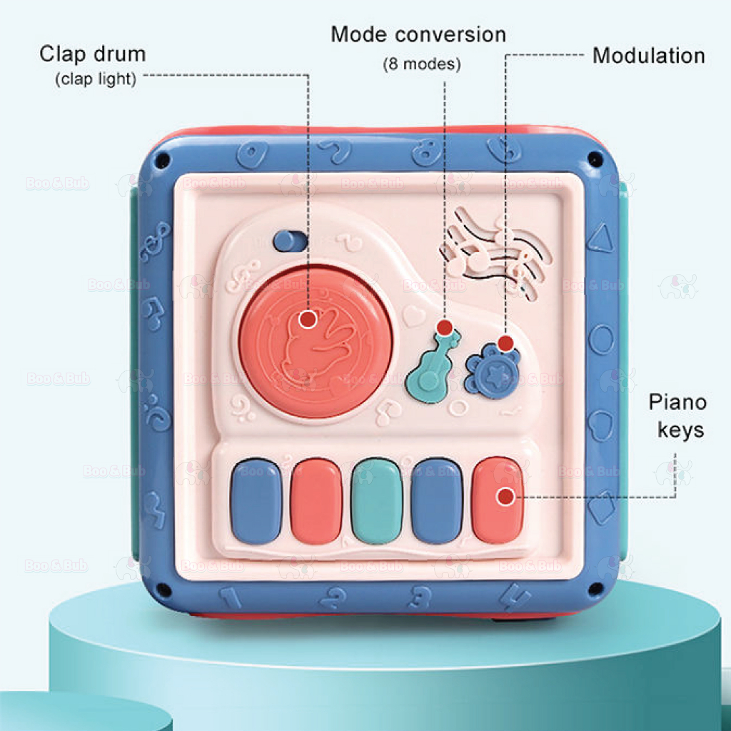🐘Boo&Bub🐘 Baby Activity Cube | 6 Sided Musical Shape Sorting Matching ...