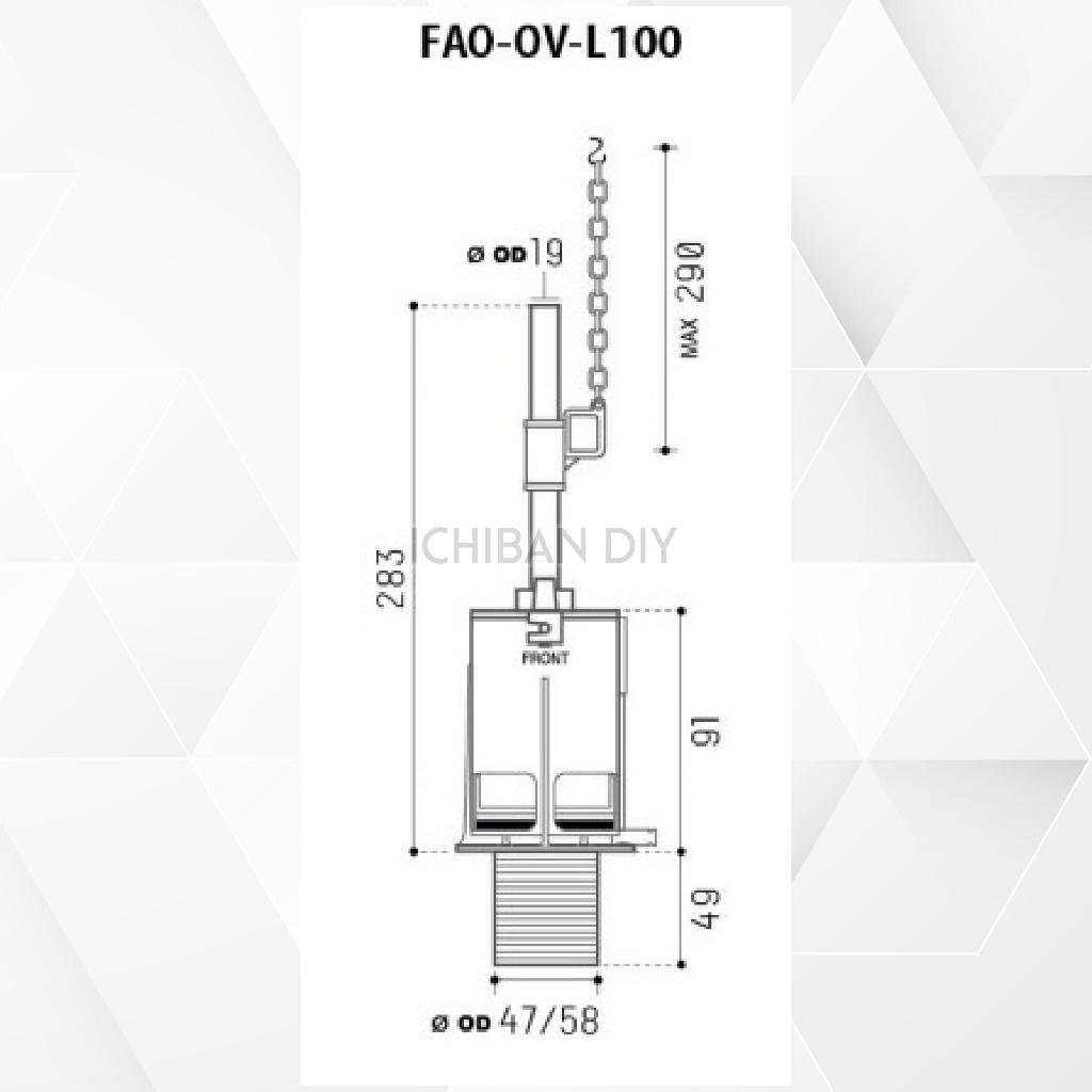 TECHPLAS 50mm Lever Liftup Outlet Valve FAO-OV-L100 Toilet Cistern Internal Pump Flush ...