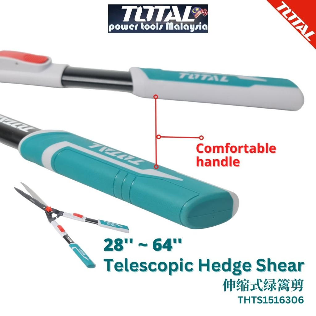 TOTAL Telescopic hedge shear Tree Trimmer 28" EXTENDABLE 34'' ( 710 ...
