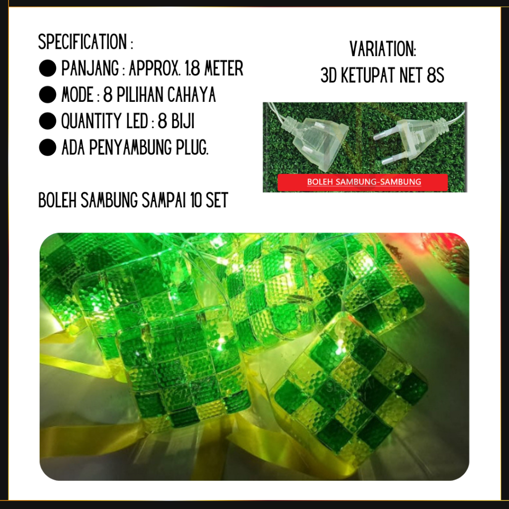 Lampu Raya Ketupat Raya Led Kelip Crystal String Light Lip Lap ...