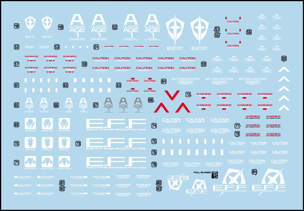 (TRS) Waterslide Decal - MG 1/100 AGE-1 Normal /Unit 2/Full Glansa ...