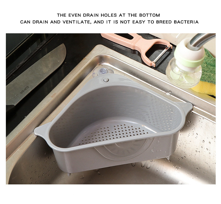 Triangle Sink Drainer Kitchen Corner Hanging Suction Drain Basket ...