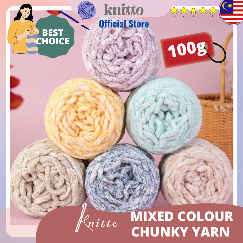 100g Microfiber Polyester Soft Knitting Yarn Chunky Towelling Wool Ball ...