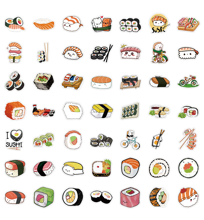 Creative Cartoon Yummy Snacks Sushi Die Cut Deco Stickers Pack DIY ...