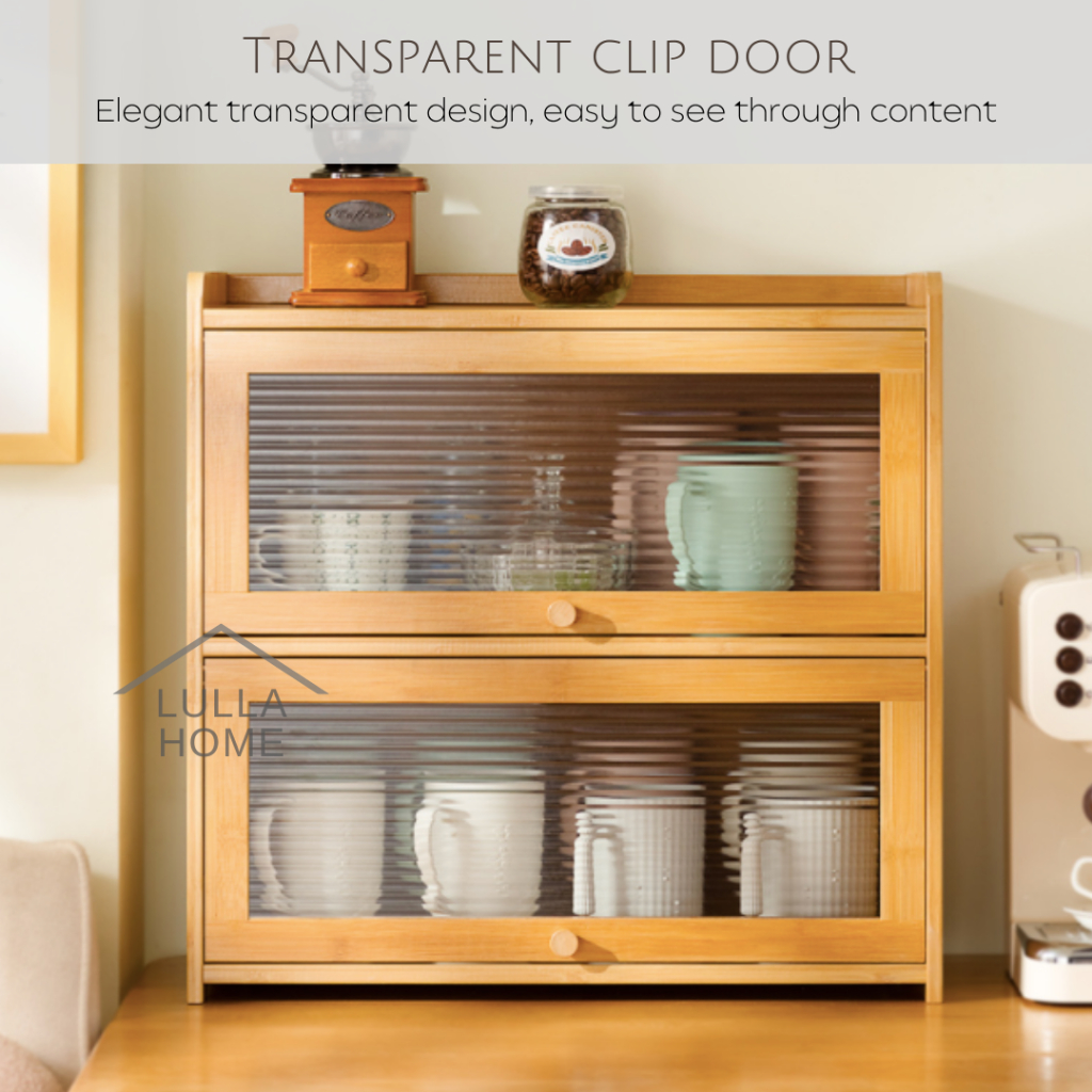 LullaHome Minimalist Muji Nordic Bamboo Cabinet Kitchen Pantry ...
