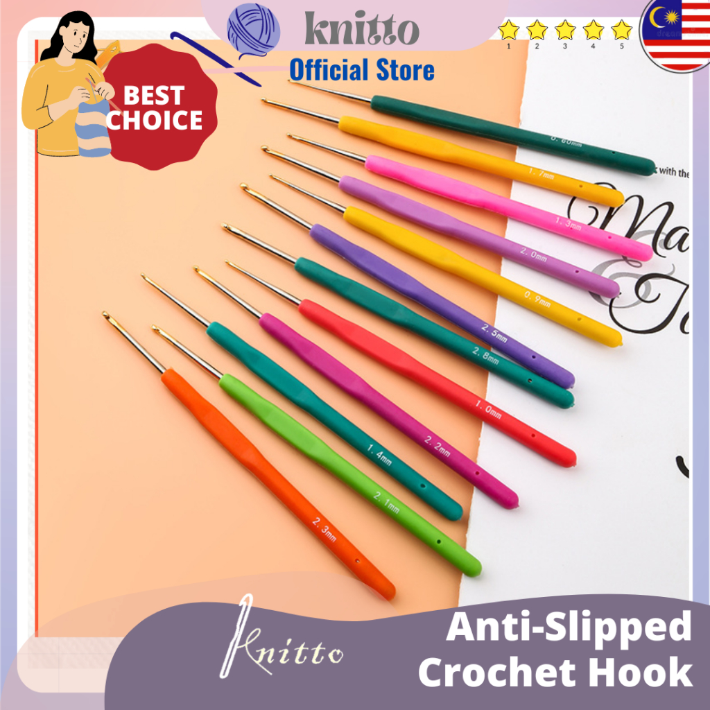 [KEGOU] Anti-slipped Crochet Hook Good Quality Knitting Hook Jarum ...