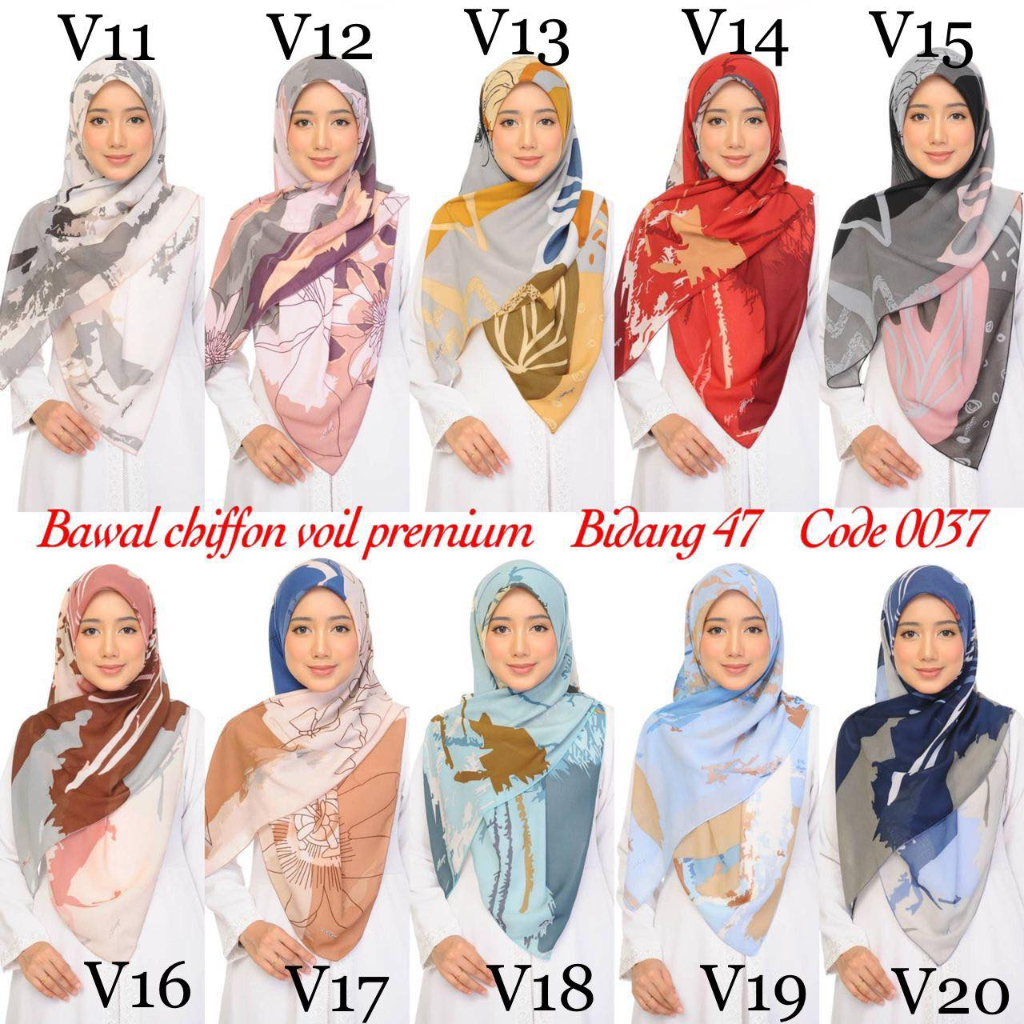 🔥NEW ARRIVAL🔥 BAWAL CHIFFON VOILE CORAK PREMIUM PRINTED Bidang 47 Borong Tudung Bridemaids ...