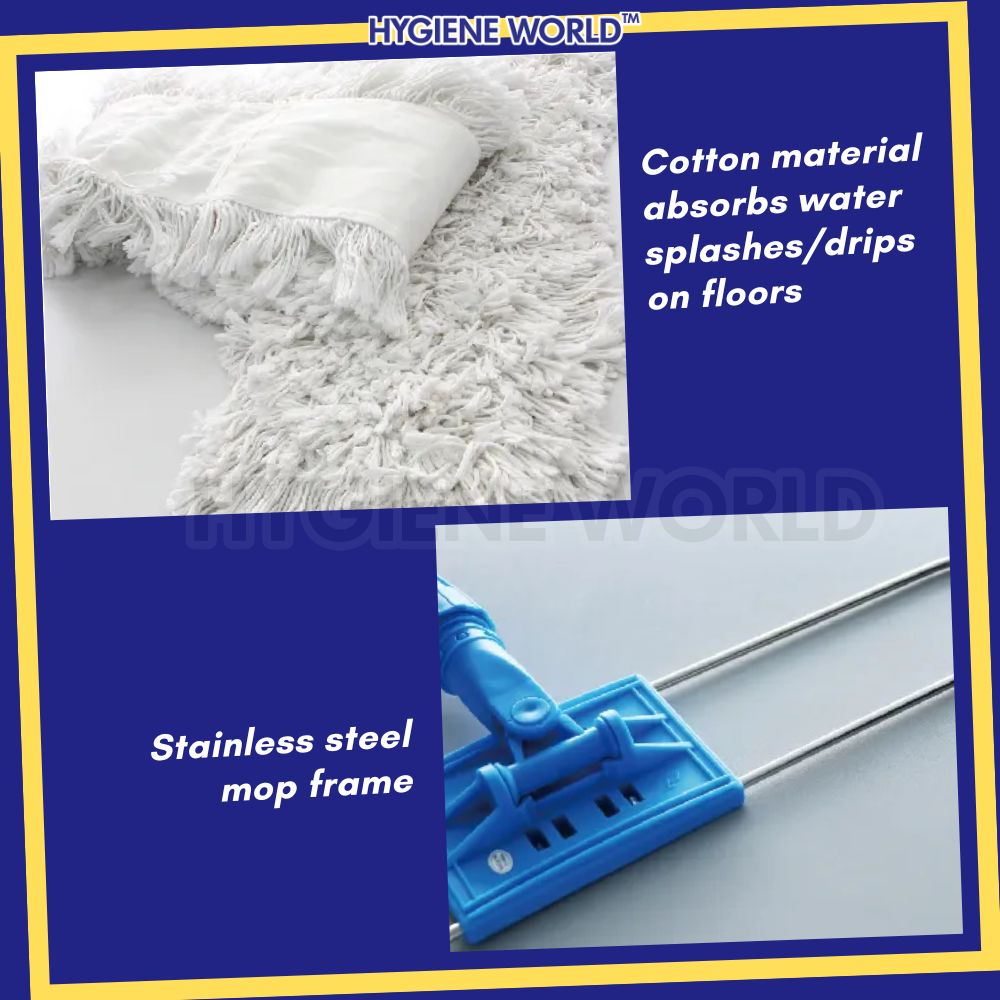 Dust Mop Complete 60cm 80cm / Cotton Dust Mop Set / Flat Mop / Cleaning Floor Mop / Mop Lantai ...