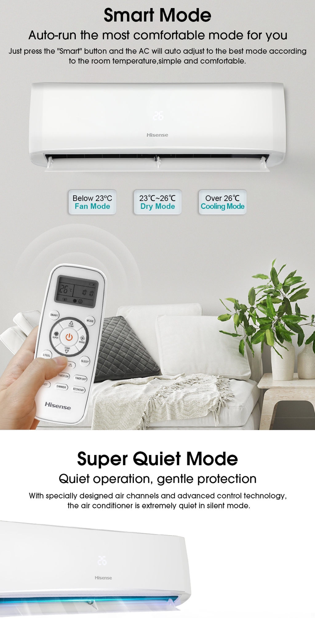 Hisense Air Conditioner (1.0-1.5HP) Non-Inverter Purification Healthy ...