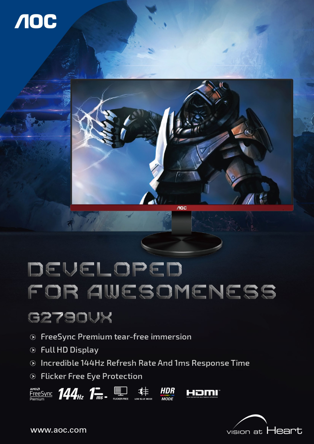 AOC 27G2SE 27" GAMING MONITOR ( 27" VA FHD / 1MS / 165Hz / ADAPTIVESYNC ...