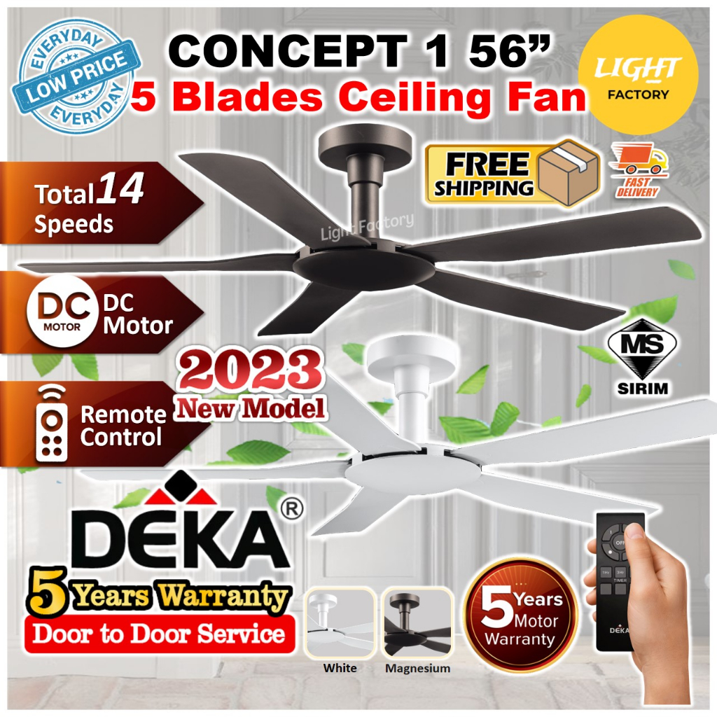 🔥NEW🔥DEKA CONCEPT 1 56" 5 Blades DC Motor Total 14 Speed Remote Control ...