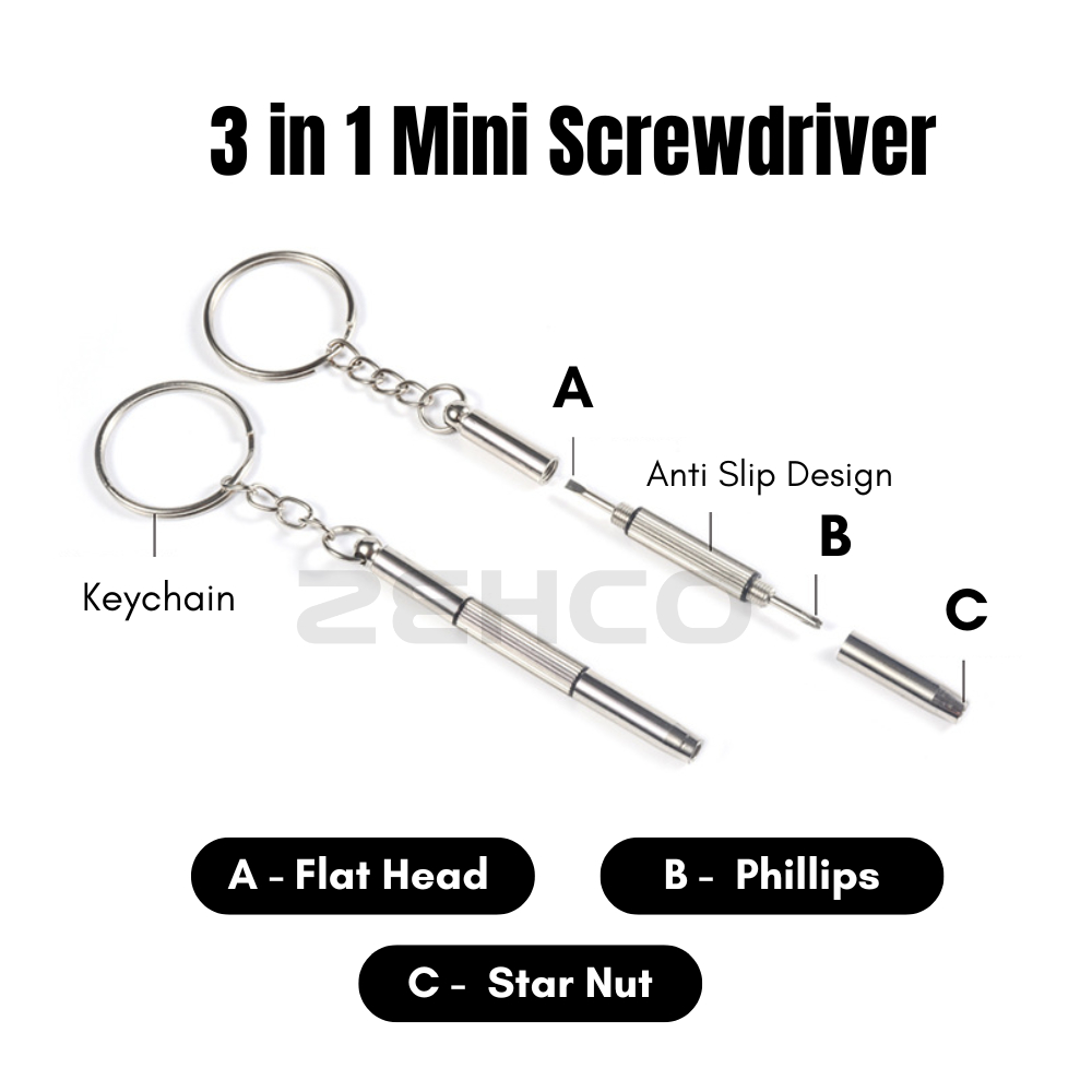 3 In 1 Mini Screwdriver【Flat Head/Philips/Star Nut】Watch Repair Tools ...