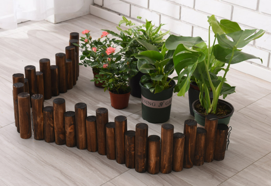KAYU DECO Garden Picket Fence Lawn Edging Plant Border Wooden Log ...