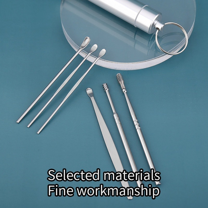 Beauty🪞 Ear Pick Portable Stainless Steel Earpick Set Picking Tool Set ...