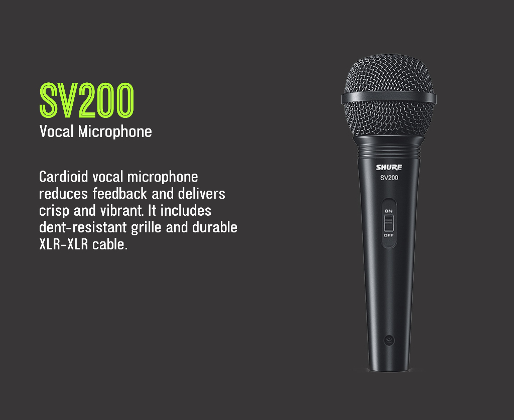 Shure SV200 Dynamic Vocal Microphone with XLR To QTR Cable SV 200 ...