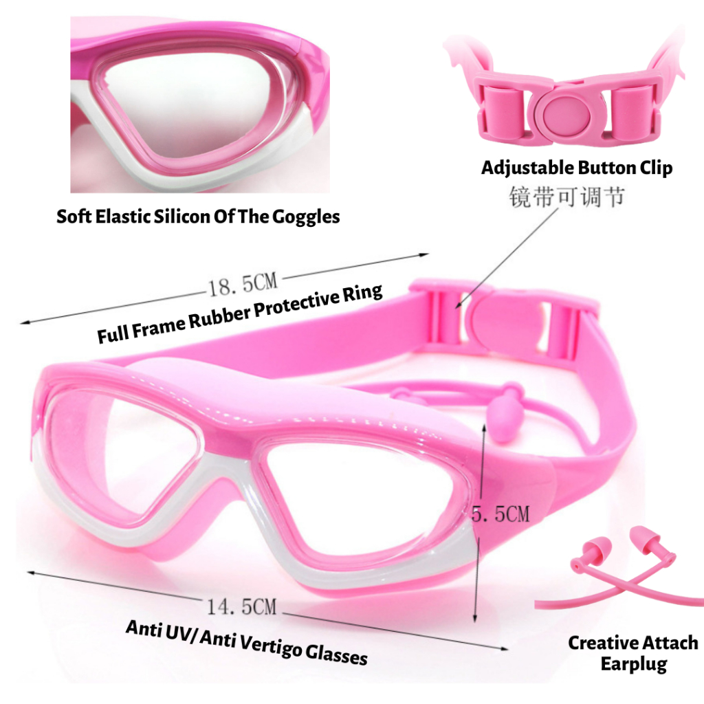 🇲🇾(Yr3-12) Kid Swimming Goggle Waterproof Anti-fog UV Wide Vision ...