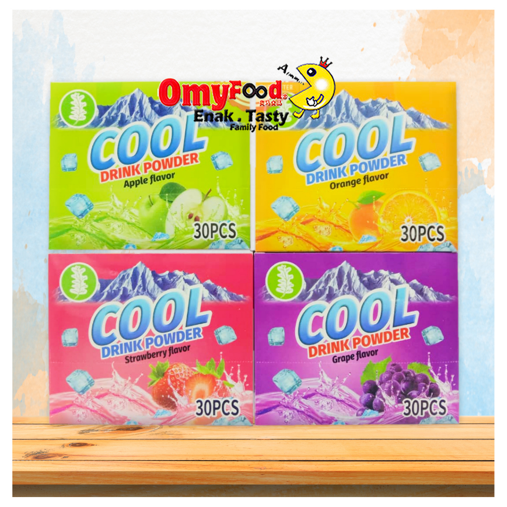 13g x 30pcs (1box) Cool Drink Powder Fruit Flavour with Straw suitable ...