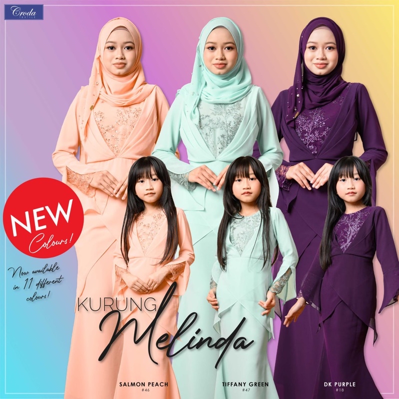 🆕[CRODA] MELINDA KURUNG baju raya chiffon lace sedondon ibu anak ...