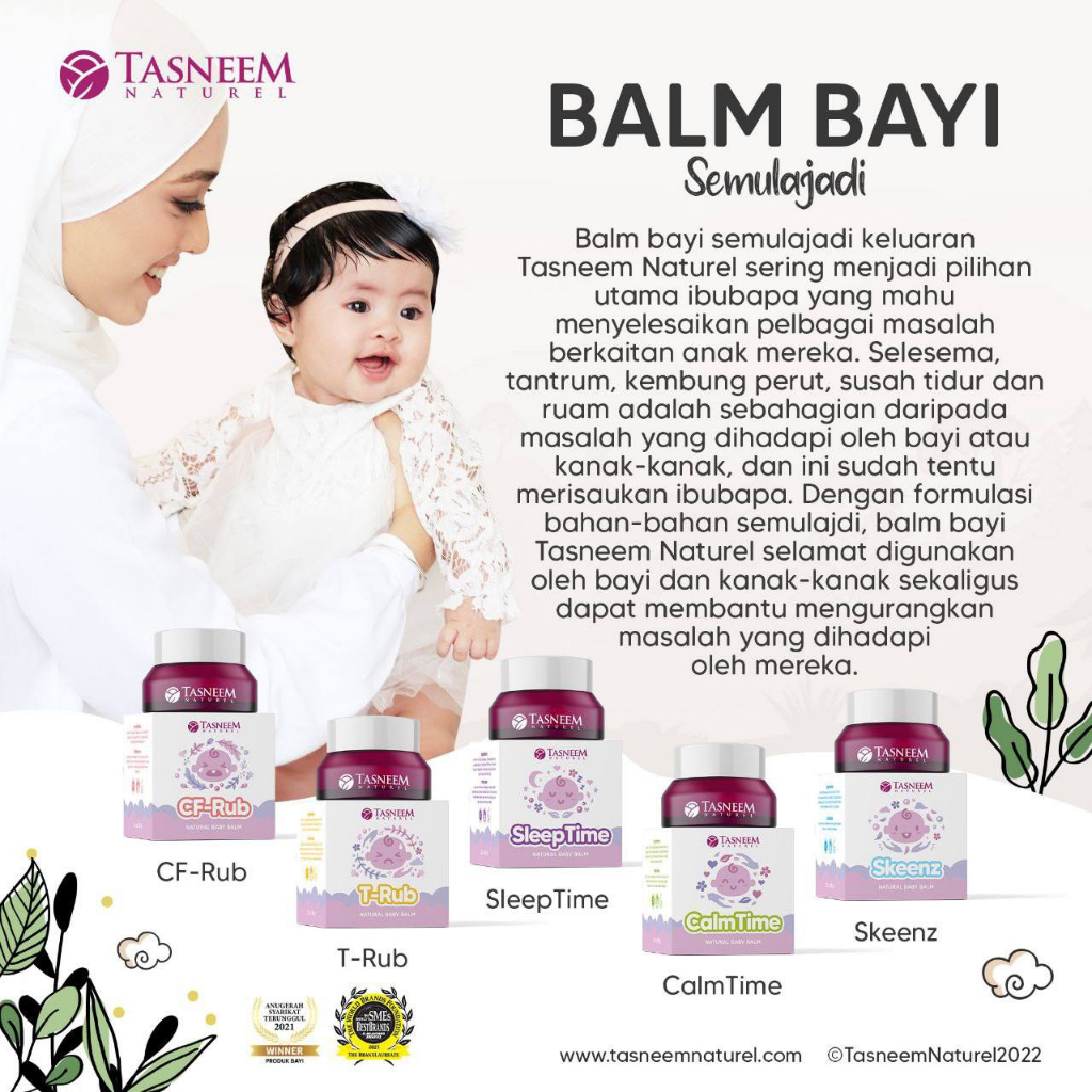 Tasneem Naturel Baby Balm Untuk Baby Newborn Baby Bath Natural Minyak ...