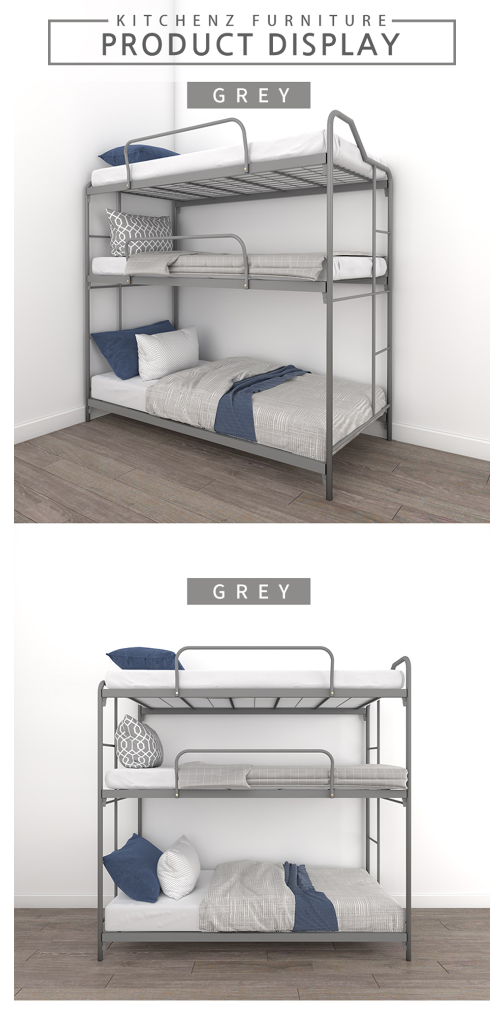KitchenZ 3V Triple Decker Bed Bunk Bed Double Decker Bed katil 3 ...