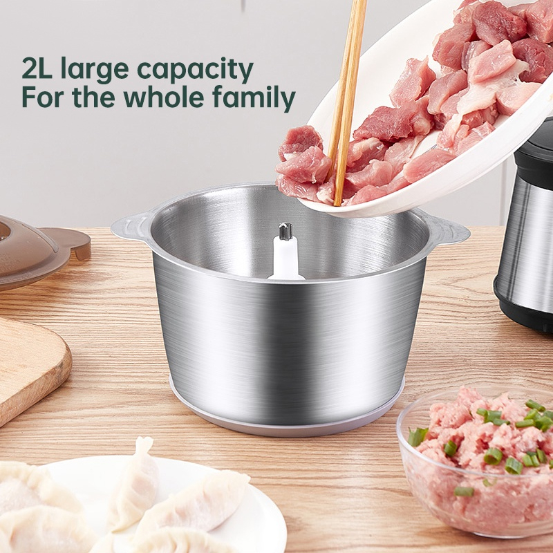 HODEKT 3L Chopper Stainless Steel Electric Meat Mincer 2L Chopper Food ...