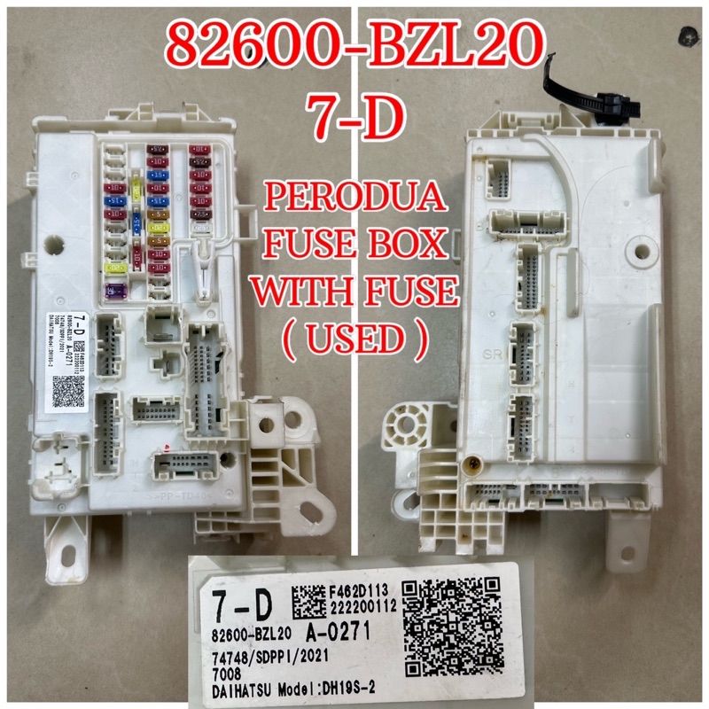 PERODUA NEW MYVI 2022 FUSE BOX WITH FUSE 82600-BZL00[7-B] /82600-BZL20 ...