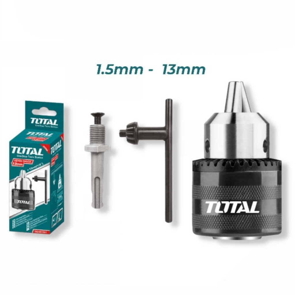 Total 10mm/13mm Key Chuck With Adaptor Keyless Chuck Head Metal Drill ...