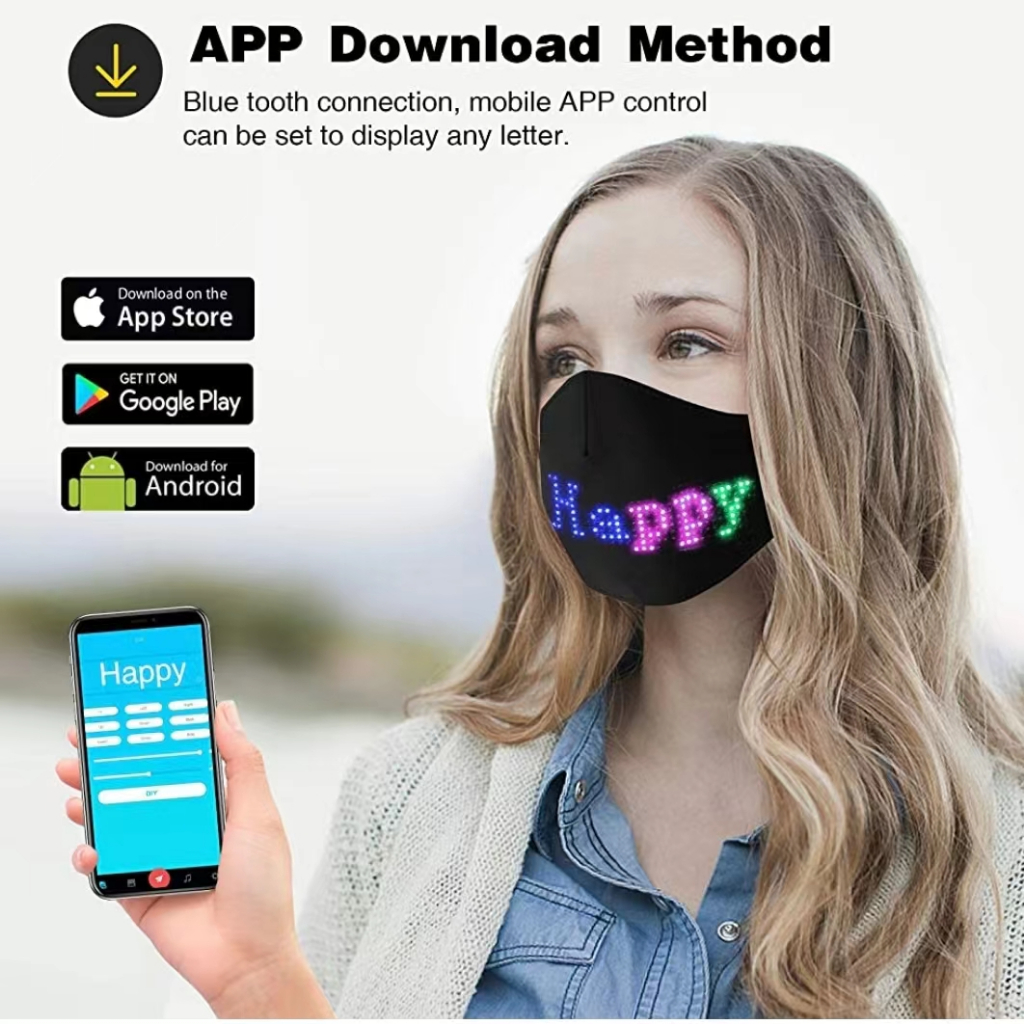 LED Masks Gesture Control LED Mask - Interactive Light-Up Party Mask ...