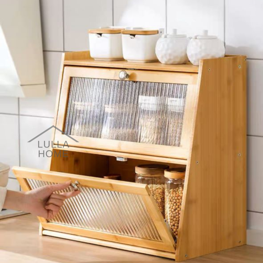 LullaHome Minimalist Muji Nordic Bamboo Cabinet Kitchen Pantry ...