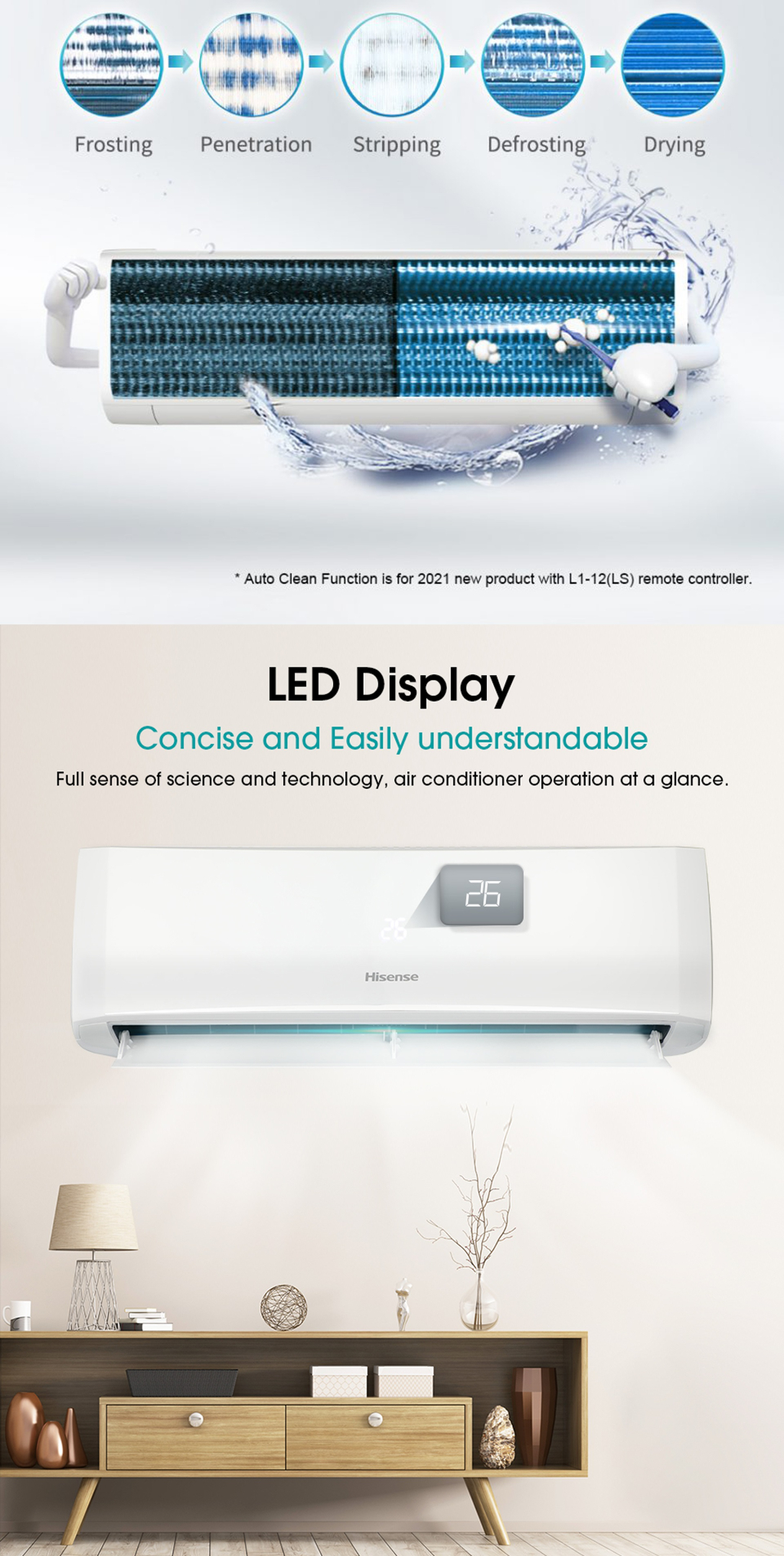 Hisense Air Conditioner (1.0-1.5HP) Non-Inverter Purification Healthy ...