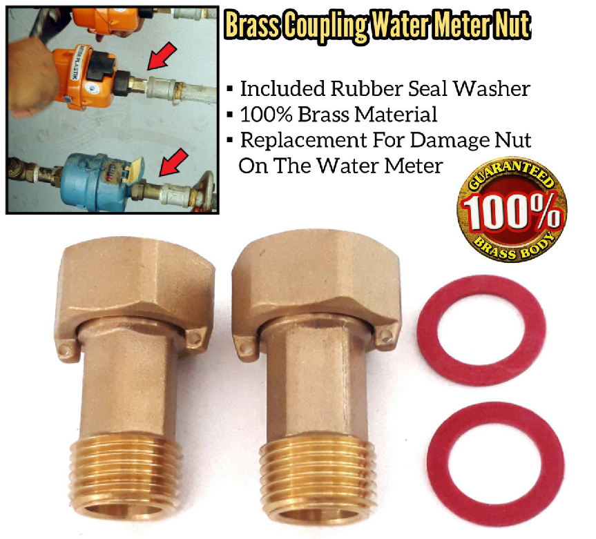 3/4 "X 1/2" Brass Water Meter Coupling Fitting Nut Meter Socket ...