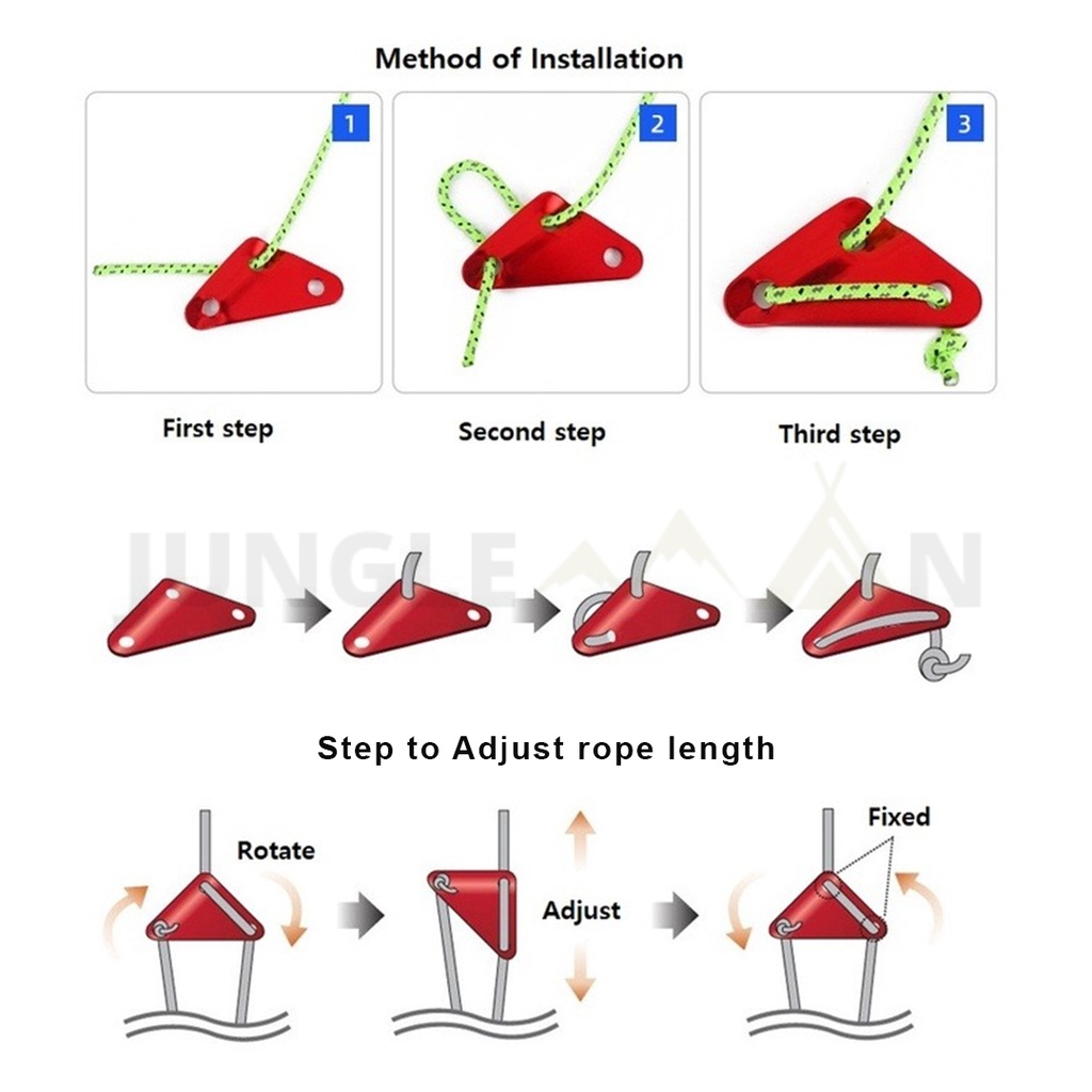 JUNGLEMAN Camping Rope Tensioner Wind Rope Double Hole Penegang Tali ...