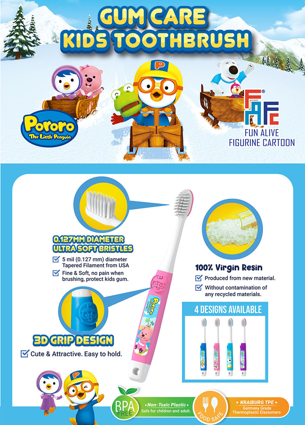 FAFC Pororo Hook Kids Toothbrush Age 3+ (1 Pc) | Shopee Malaysia