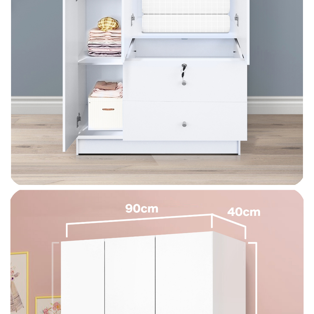 Almari Baju/3 Door Wardrobe my-com/wardrobe with 2 drawers/wardrobe ...