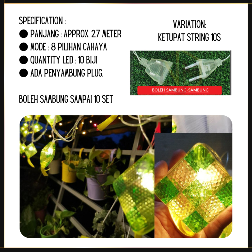 Lampu Raya Ketupat Raya Led Kelip Crystal String Light Lip Lap ...