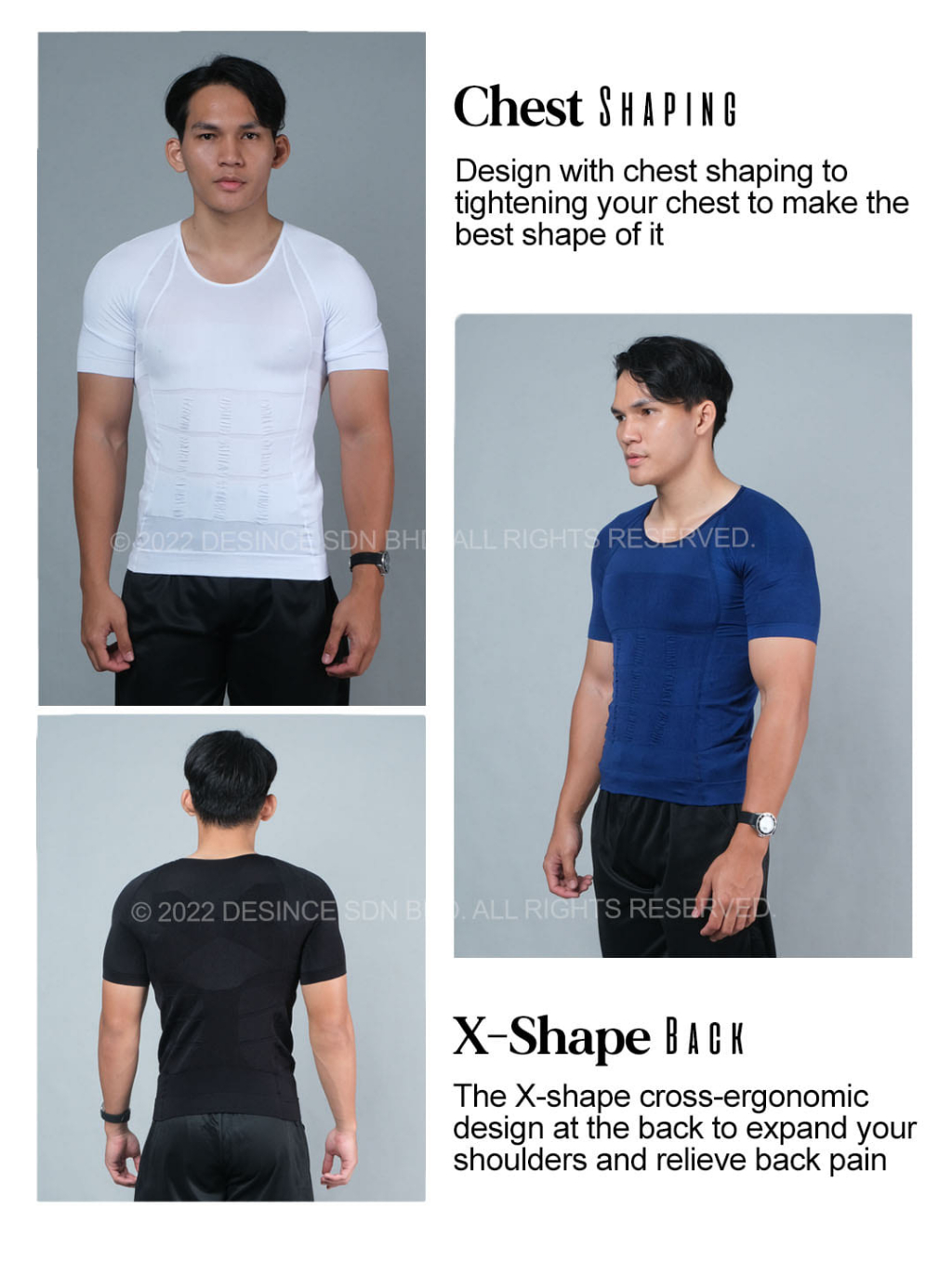 🇲🇾 Men Slimming T-shirt Man Inner Shirt Slim Effect Body Shaper Slim ...