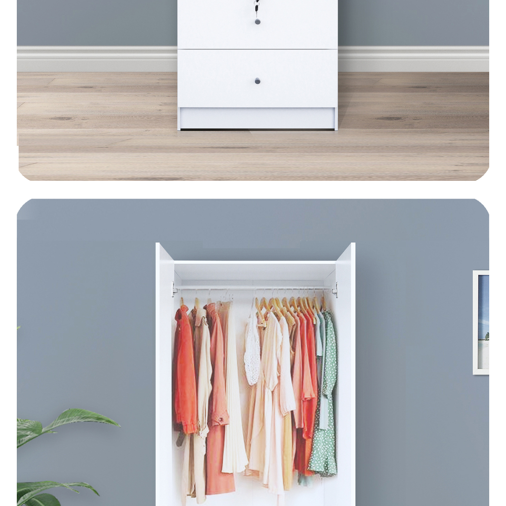 Almari Baju/2 Door Wardrobe my-com/wardrobe with 2 drawers/wardrobe ...