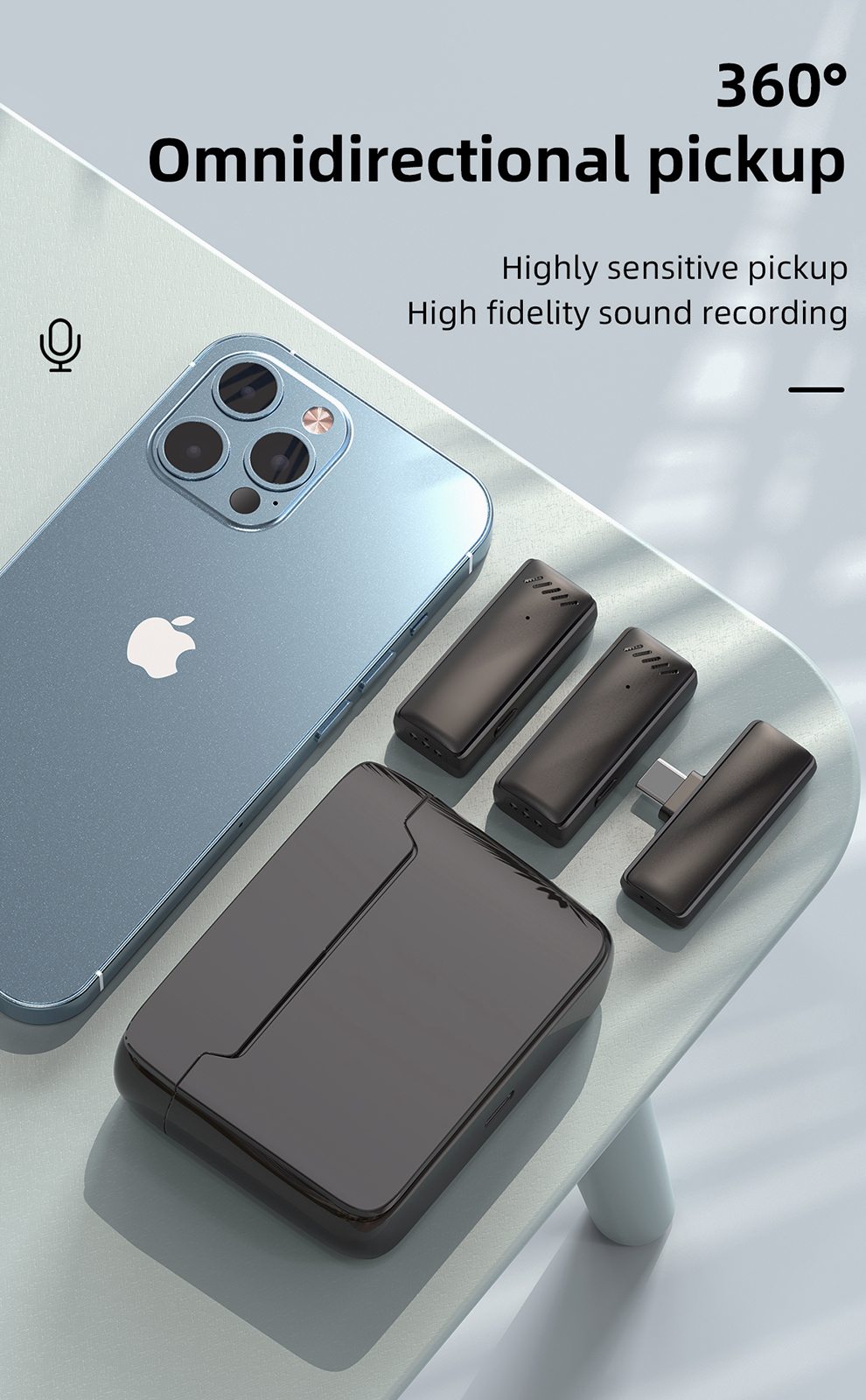 Wireless Lavalier Microphone with Charging Box Portable Audio Mini ...