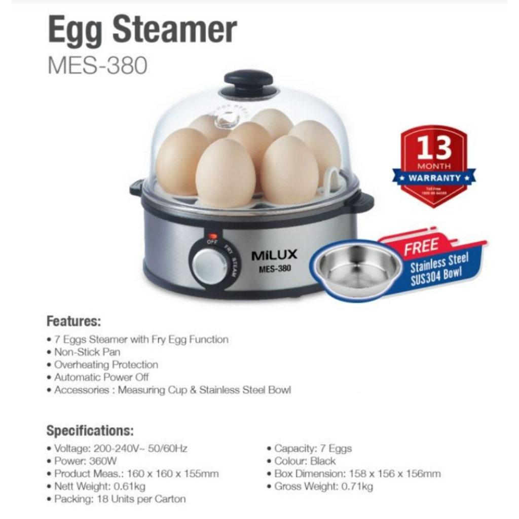 Milux MES-380 Egg Steamer / Faraday Electric Egg Steamer FES-W405E | Shopee Malaysia