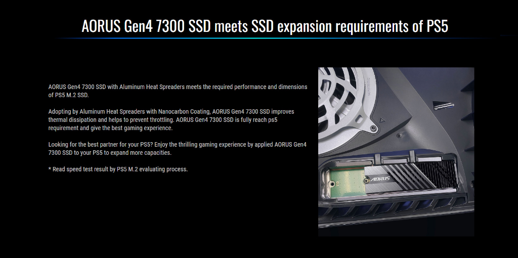 Gigabyte AORUS SSD NVMe Gen4 7300 SSD with Heatsink Up M.2 2280 (1TB ...