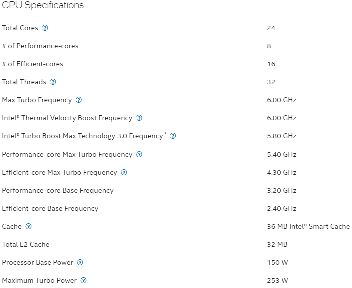 INTEL CORE I9-13900KS INTEL CORE I9-13900KF / I9-13900K BASE 2.2GHZ MAX ...