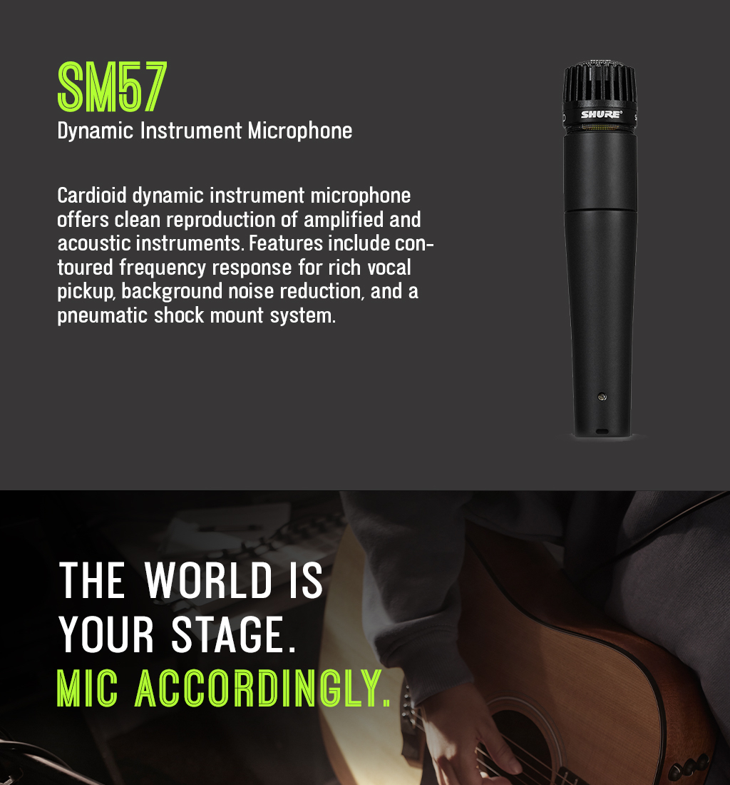 Shure SM57 Dynamic Instrument Microphone with Stand Adapter Zippered ...