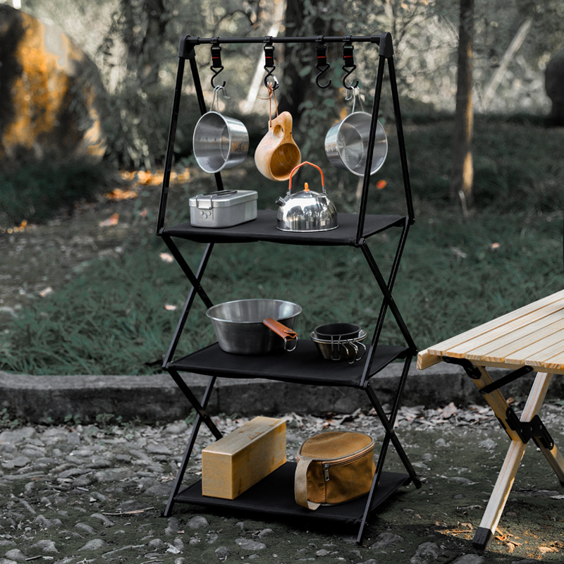 3 Layer Folding Camping Rack 2 Layers Aluminium Storage Shelves Outdoor ...