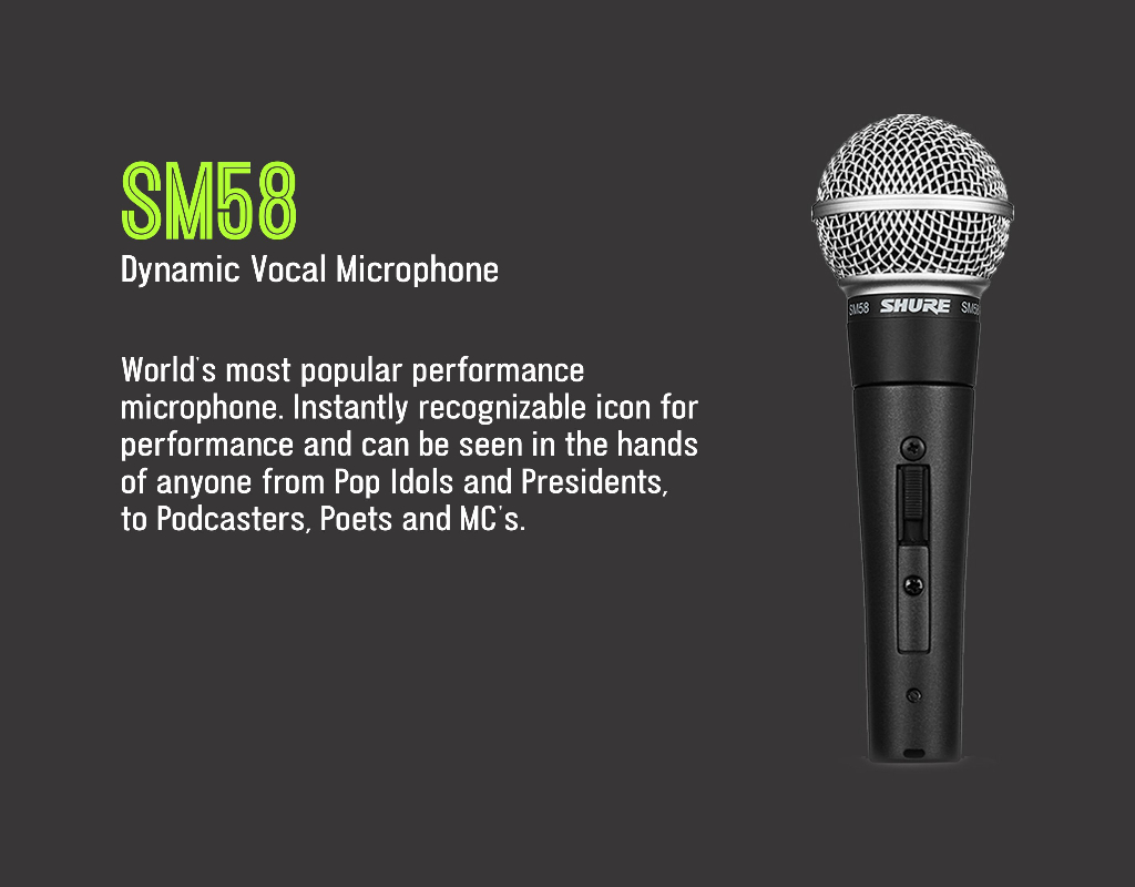 Shure SM58 Handheld Dynamic Vocal Microphone With Stand Adapter SM58LC ...