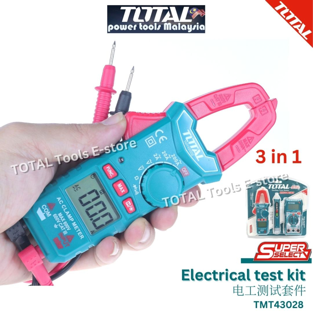 TOTAL 3 in 1 Electrical test kit / Digital Multimeter / Digital AC ...