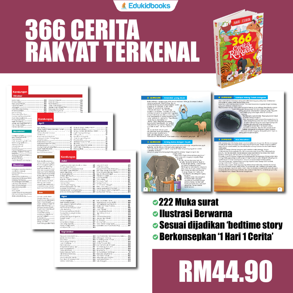 Buku Cerita Kanak Kanak 366 Cerita Rakyat Terkenal | Buku Cerita Melayu | Cerita Moral | Buku ...