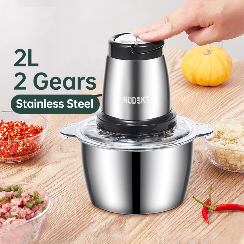 HODEKT 3L Chopper Stainless Steel Electric Meat Mincer 2L Chopper Food ...