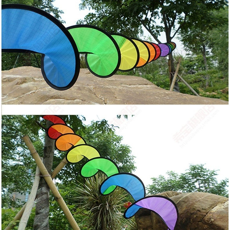 Foldable Rainbow Rotation Decorative Flags Spiral Windmill Wind Spinner ...