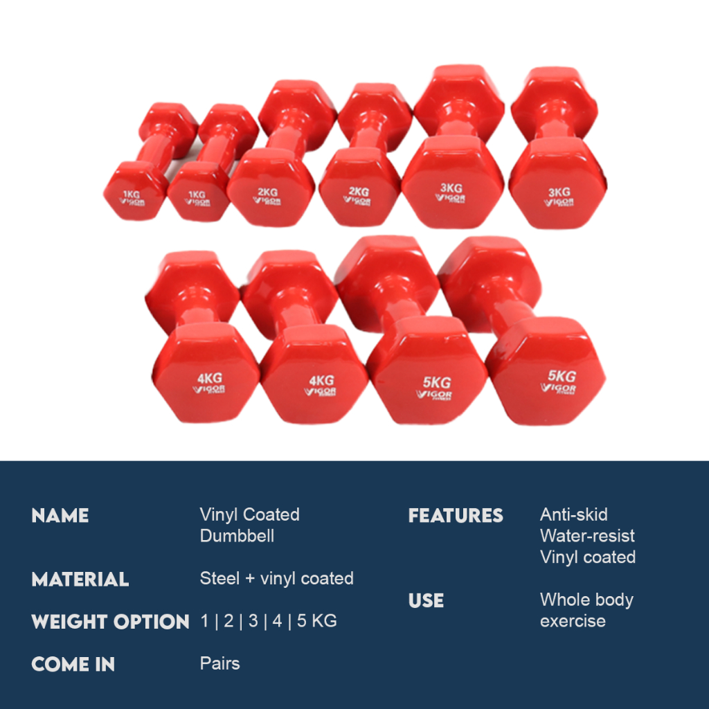 Vigor Fitness Vinyl Dumbbell Lady Dumbbell In (1 Pairs / 2 x 2kg ...