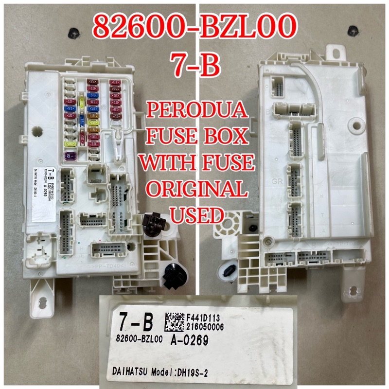 PERODUA NEW MYVI 2022 FUSE BOX WITH FUSE 82600-BZL00[7-B] /82600-BZL20 ...